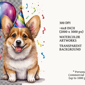 Watercolor Birthday Dog Clipart Bundle PNG Breeds English French ...