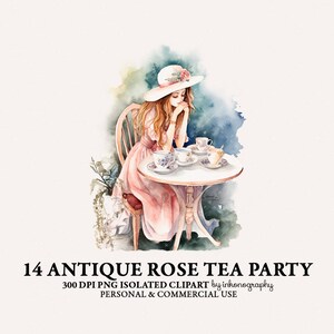Antique Rose Garden Tea Party Clipart Bundle, Victorian Ladies ...