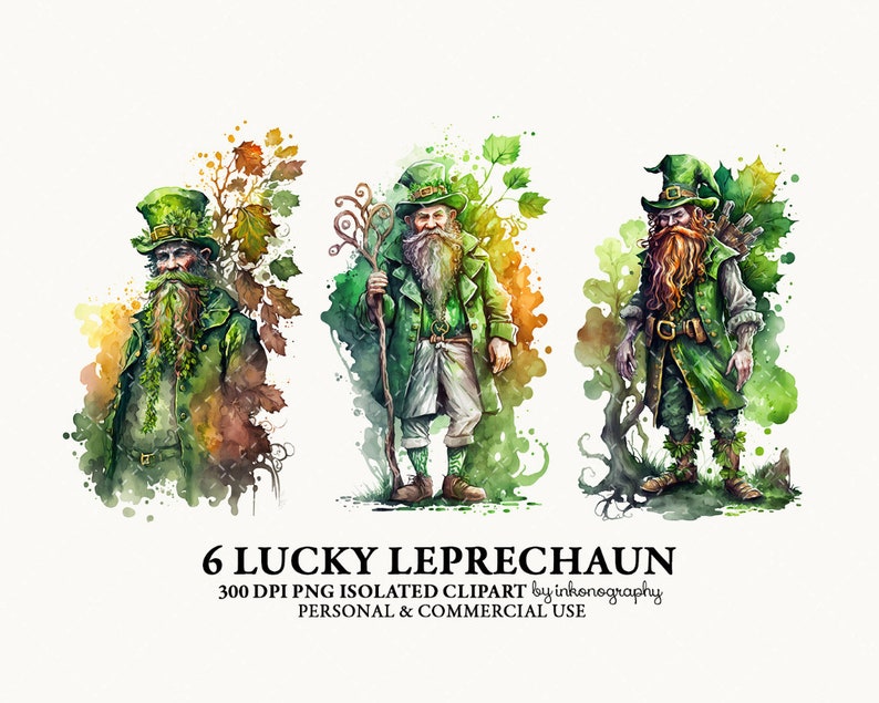 Lucky Leprechaun Clipart Png, Watercolor Leprechaun Png Clipart Bundle ...