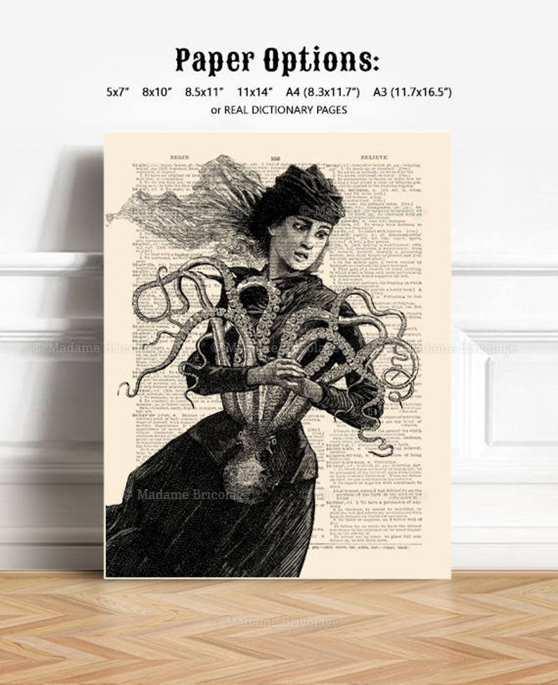 Victorian Octopus Octopus Tentacle Art Gothic Print Gift | Etsy