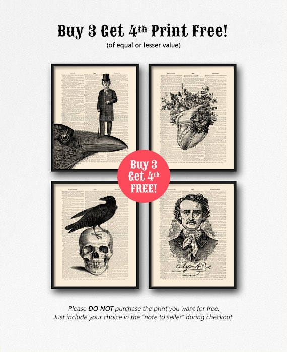 Poe Art Print, Edgar Allan Poe Gift, Edgar Poe Nevermore, Gothic Poster ...