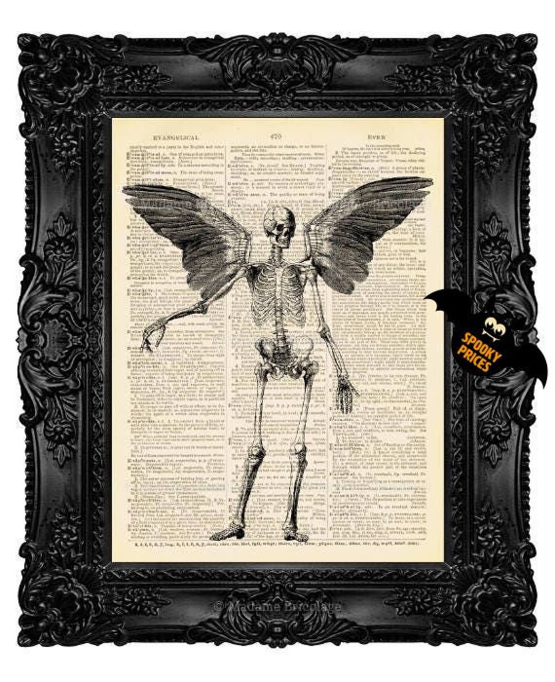 Winged Skeleton Art Print Skeleton Wall Art Print Human - Etsy