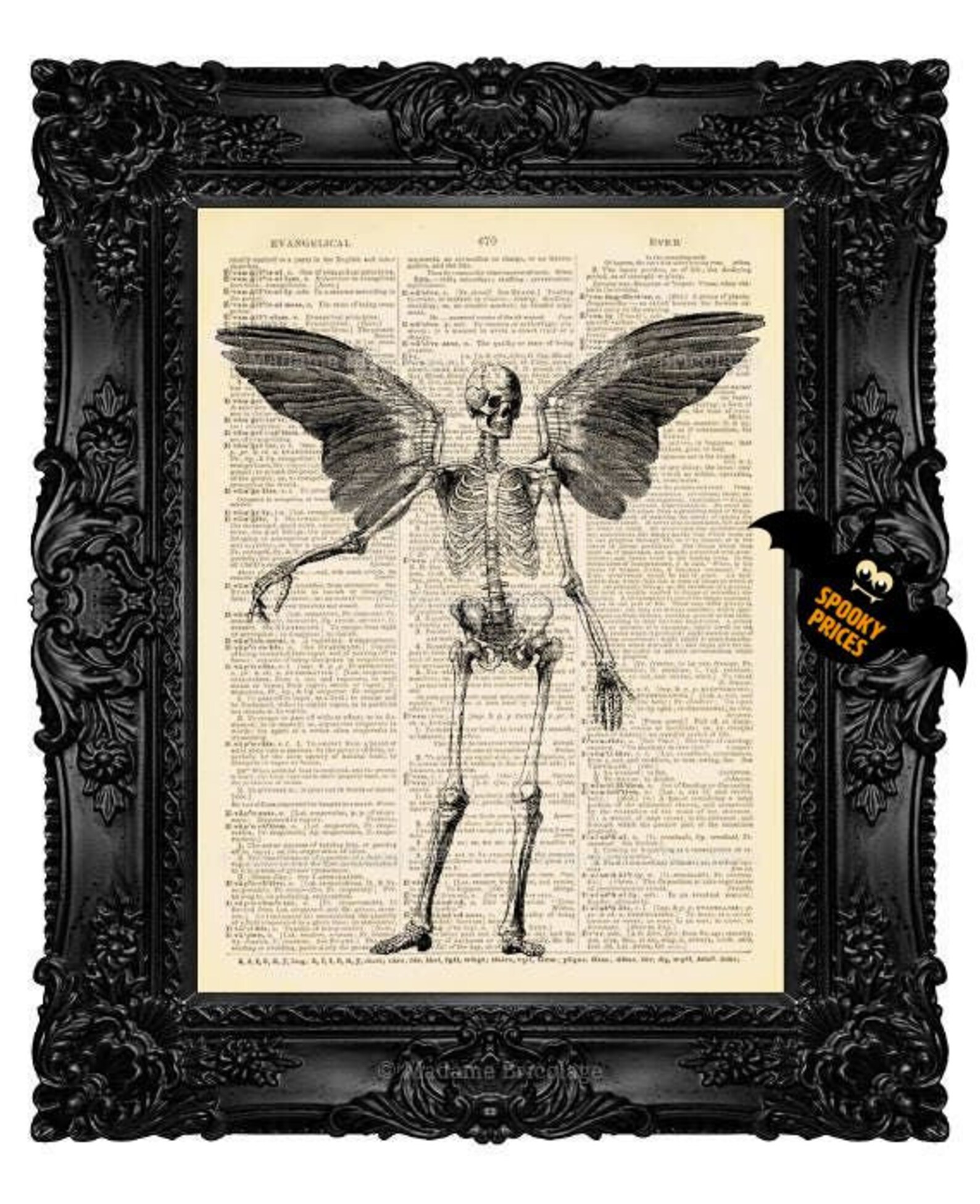 Winged Skeleton Art Print Skeleton Wall Art Print Human - Etsy