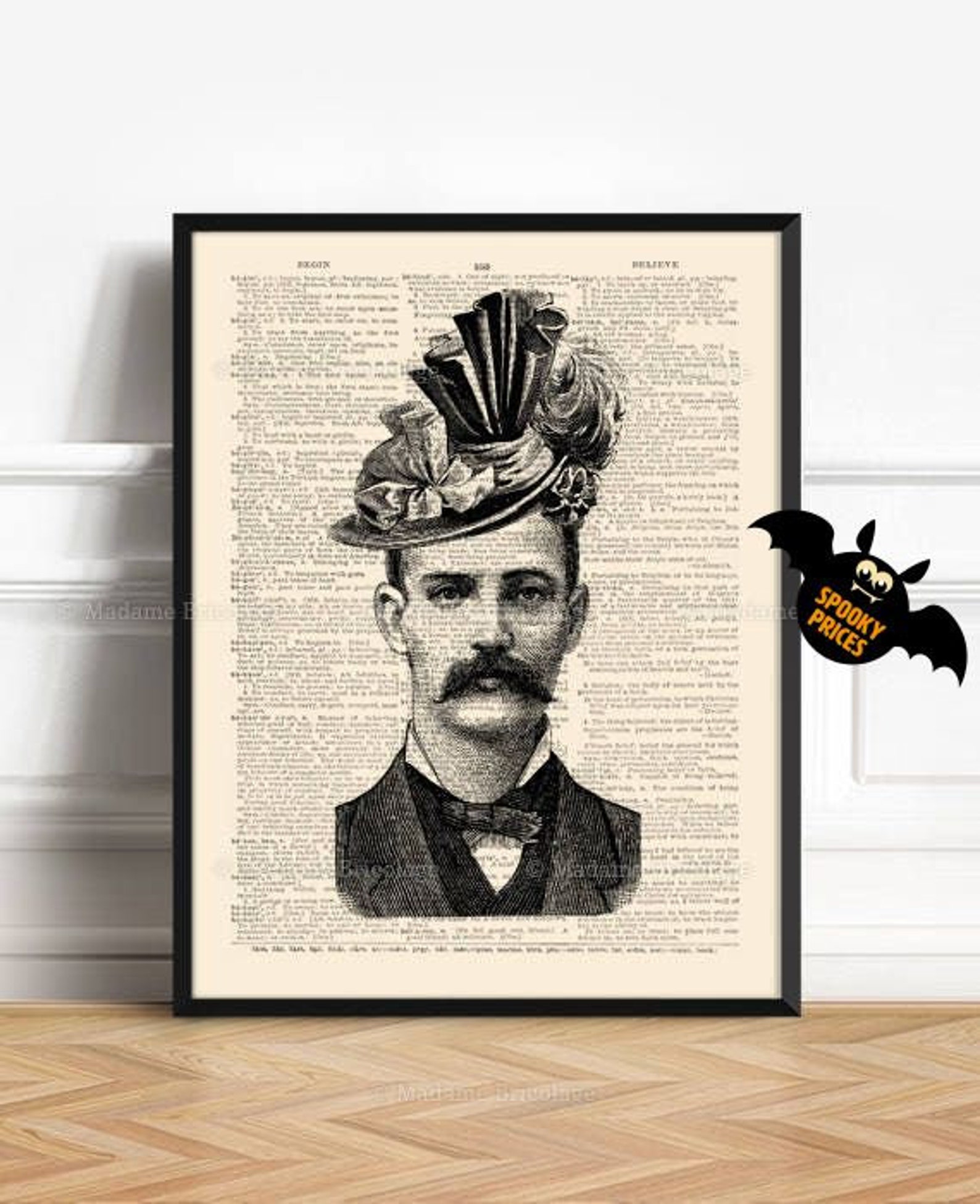 Moustache Poster Sister Gift Tattoo Painting Gothic Art - Etsy