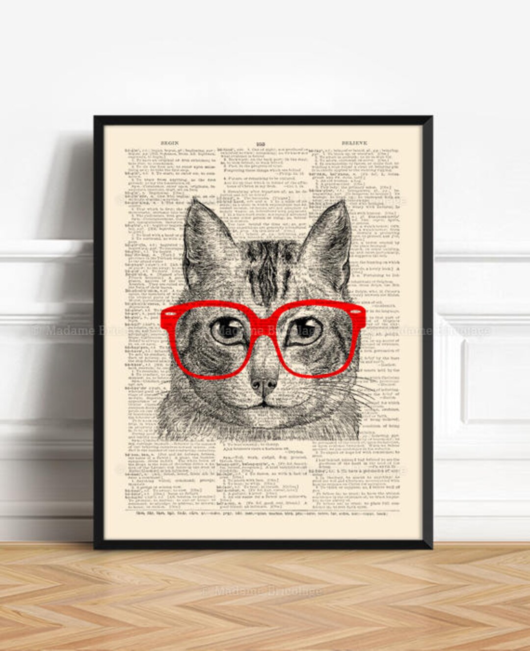 Geeky Cat, Cat Nerd, Sister Brother Gift, Coworker Poster Gift, Funny ...