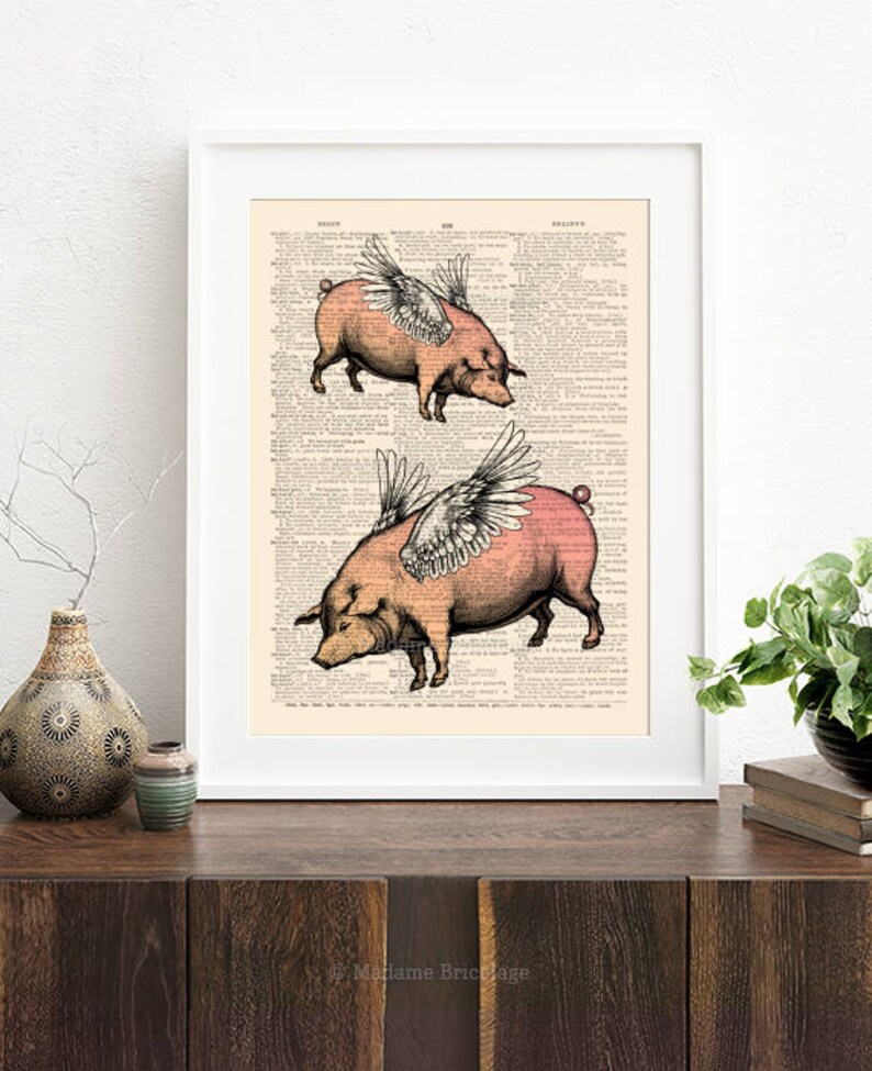 Winged Pig Flying Pigs Gift for His 10th Flying Pink Pigs | Etsy