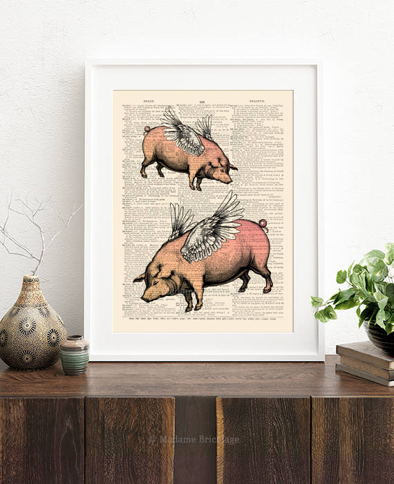 Winged Pig Flying Pigs Gift for His 10th Flying Pink Pigs | Etsy