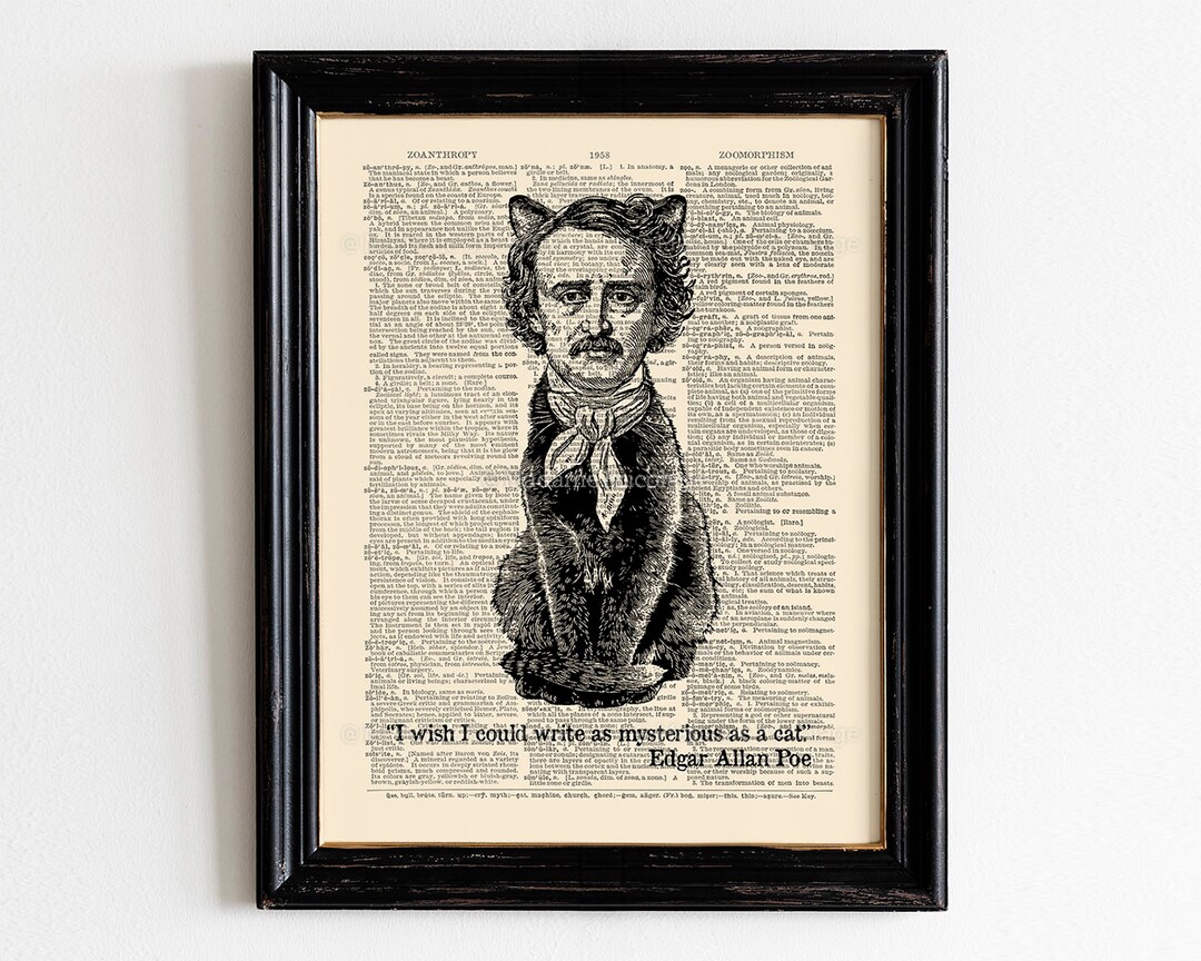 Edgar Allan Poe Art, Gothic Wall Art, Black Cat Print Literary Art ...