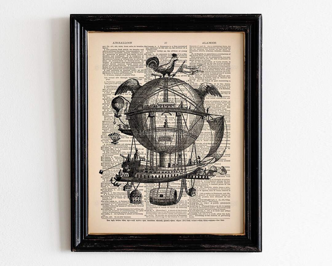 Balloon Poster Gift, Unique Gift, Balloon Poster, Steampunk Wall Art ...