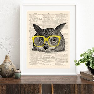 Cool Owl Poster, Wise Owl Print, Woman Geek, 5th Birthday Gift, Funny ...