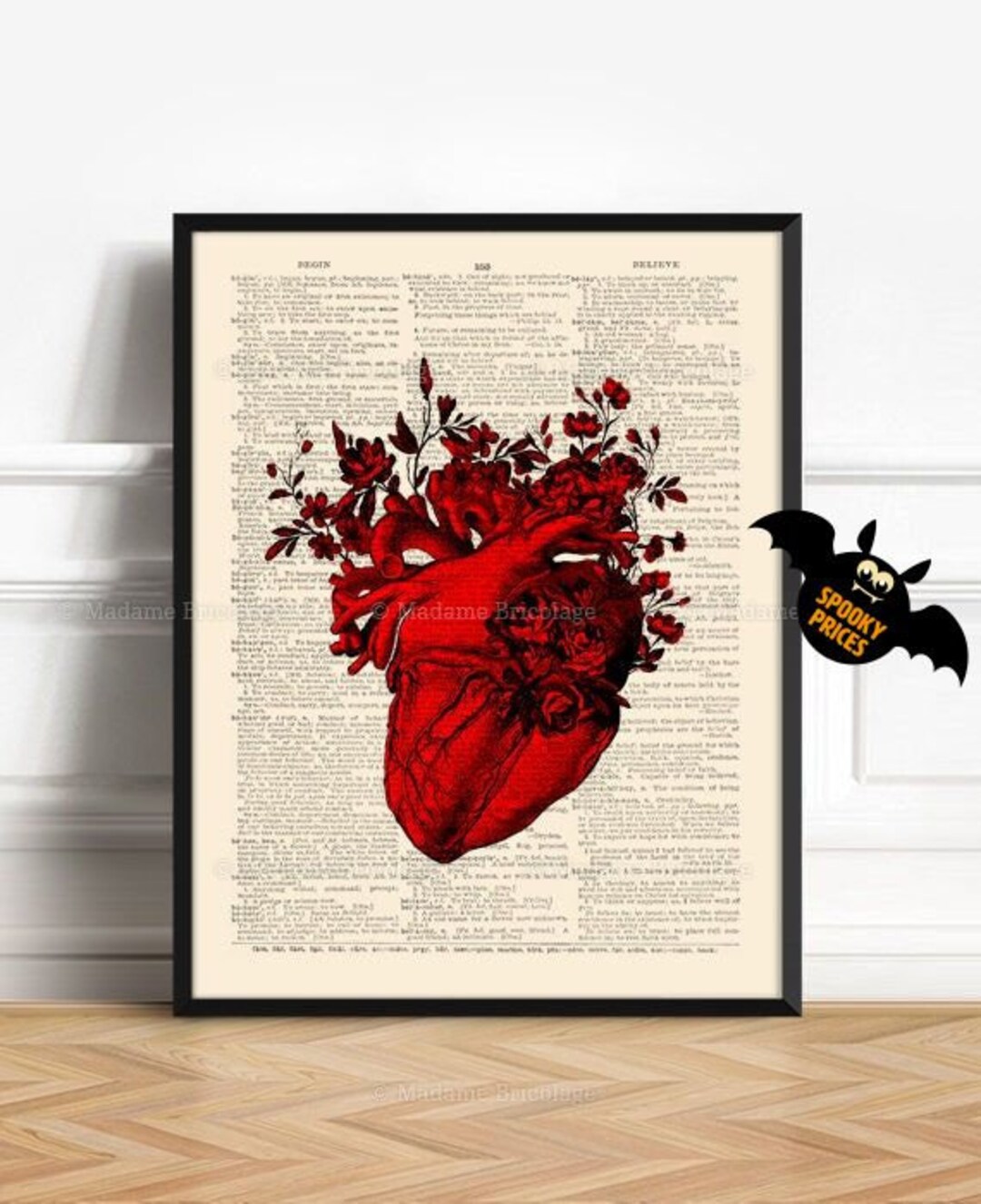 Anatomical Heart Print Love Print Floral Heart Art Print - Etsy