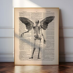Winged Skeleton Art Print Skeleton Wall Art Print Human Anatomy Art ...