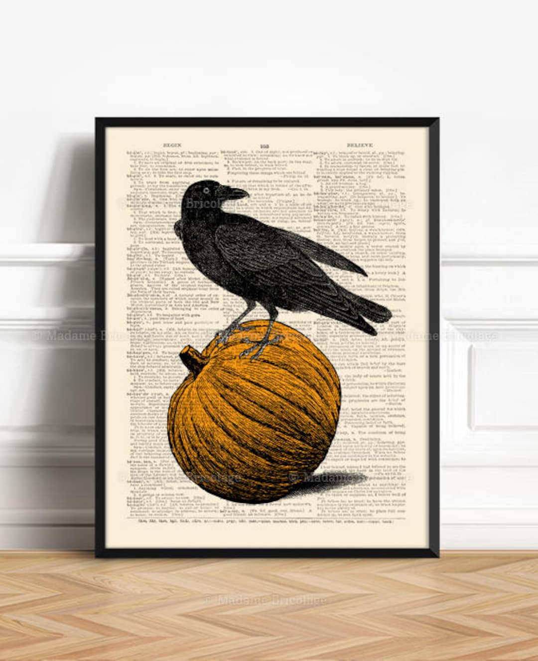 Cottagecore Halloween Crow Art, Halloween Wall Art, Halloween Decor ...