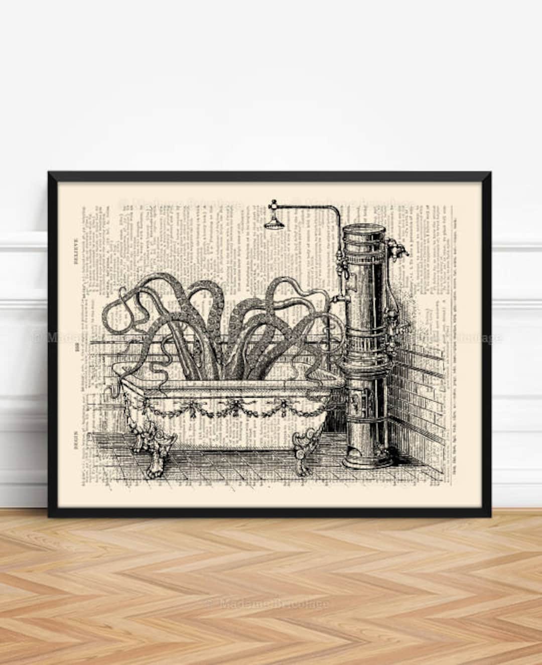 Octopus Bathroom Wall Decor Bathroom Decor Bathroom Wall Art Bathroom ...