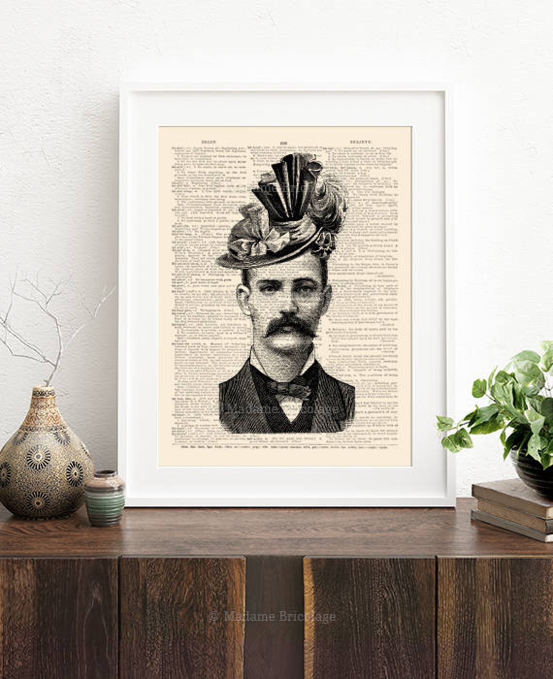 Moustache Poster Sister Gift Tattoo Painting Gothic Art | Etsy