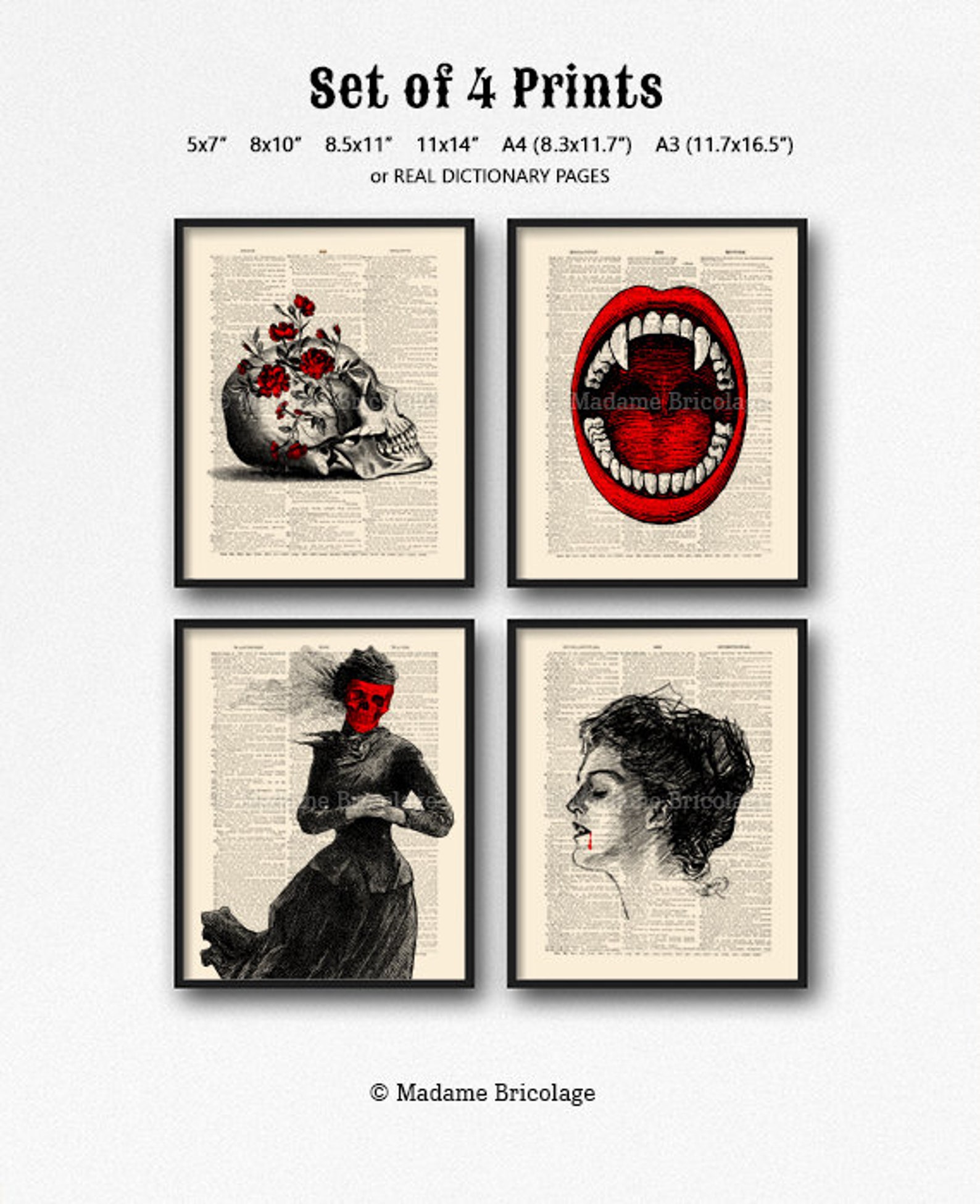 Vampire Print Set Book Lover Gift Set Vampire Fan Gift - Etsy