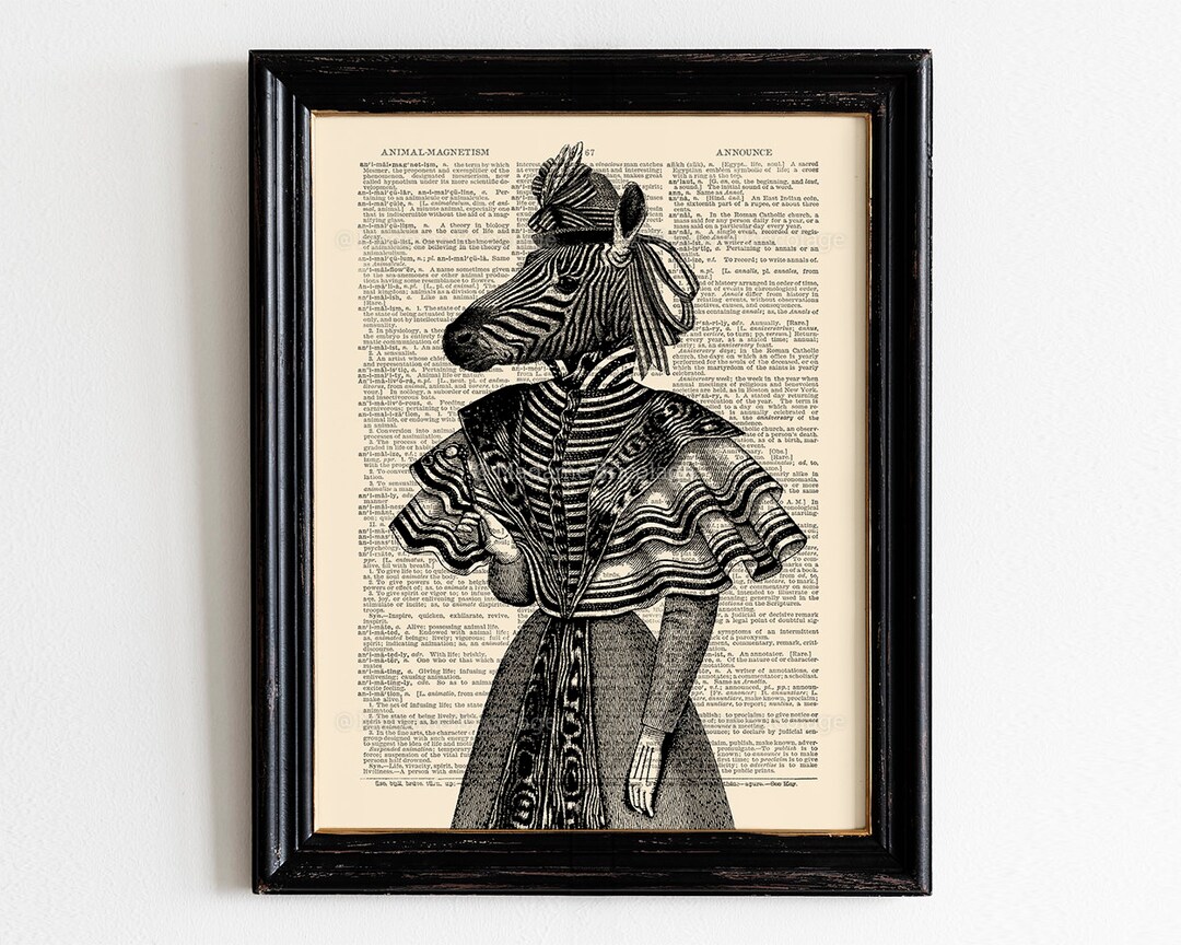 Victorian Zebra Portrait Print, Anthropomorphic Animals Antique Zebra ...