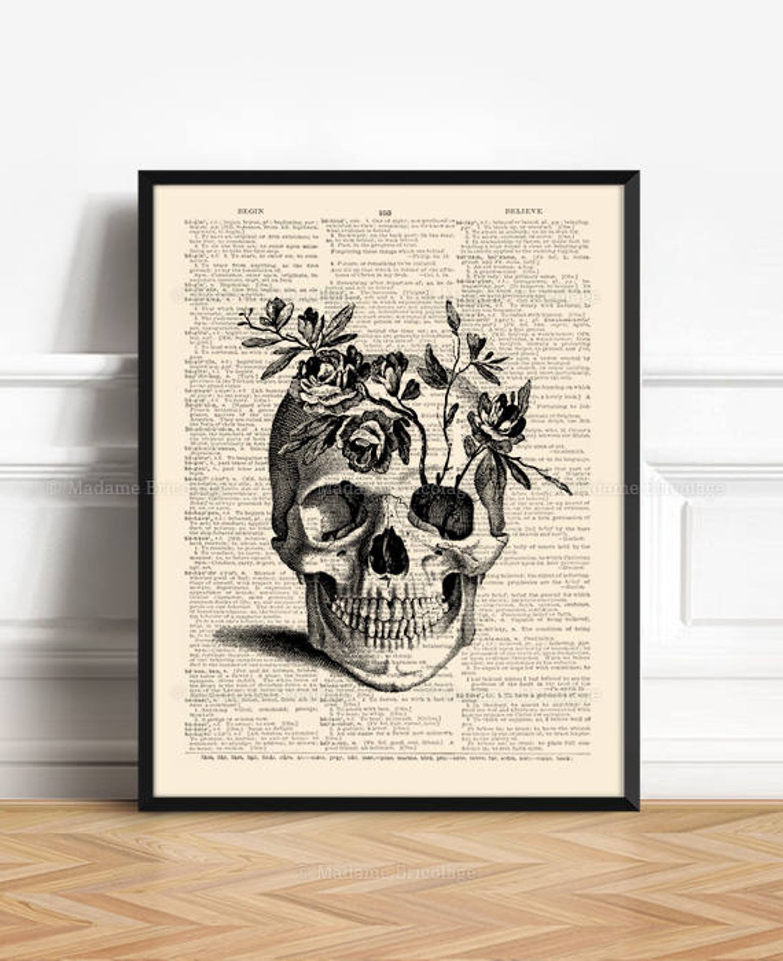 Floral Skull Art, Dictionary Skull, Mystery Poster Pack, Skull Print ...