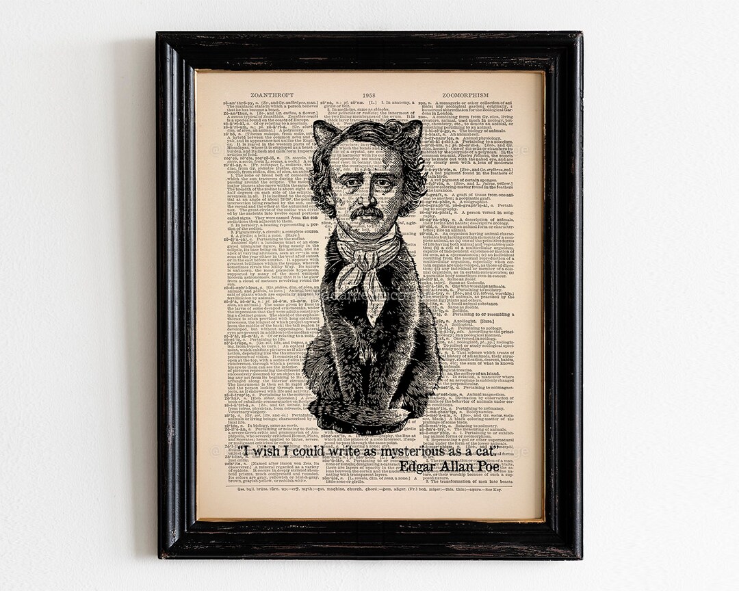 Edgar Allan Poe Art, Gothic Wall Art, Black Cat Print Literary Art ...