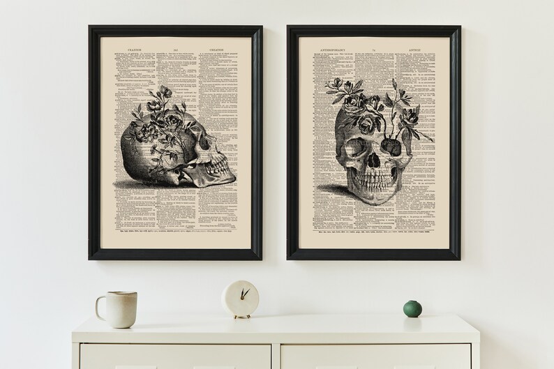 Floral Skull Art, Dictionary Skull, Mystery Poster Pack, Skull Print ...