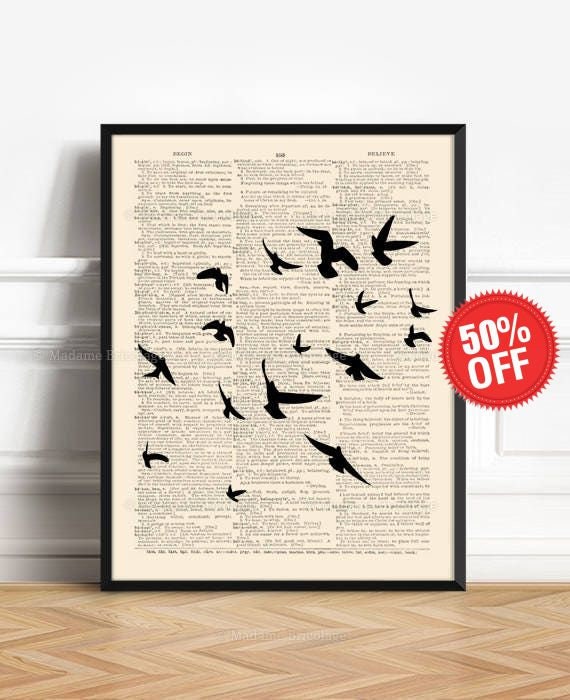 Birds Flying Flock Edgar Allan Poe Flock of Bird Poster - Etsy