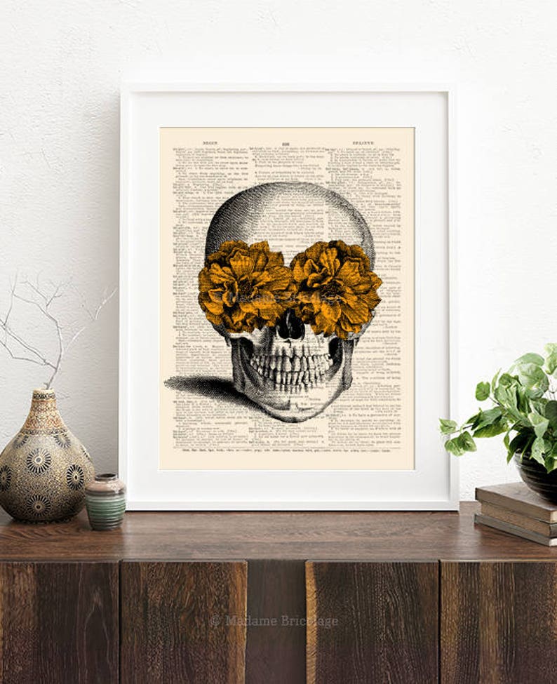 Floral Skull, Skull Wall Hanging, Skull Poster, Christmas Gift ...