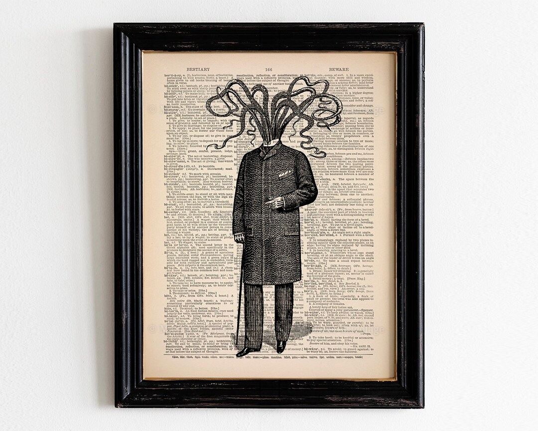 Cthulhu Art Print, Kraken Wall Art, Victorian Gothic Decor, Dictionary ...