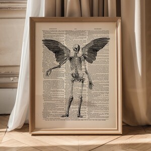 Winged Skeleton Art Print Skeleton Wall Art Print Human Anatomy Art ...