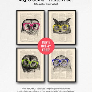 Wise Owl Print, Kids Room Owl, Siblings Art Gift, Geeky Glasses ...