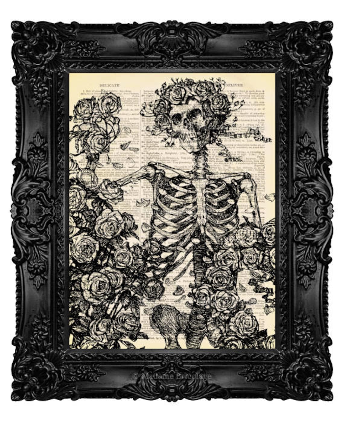 Death and Roses Day of the Dead Human Skeleton Dictionary - Etsy