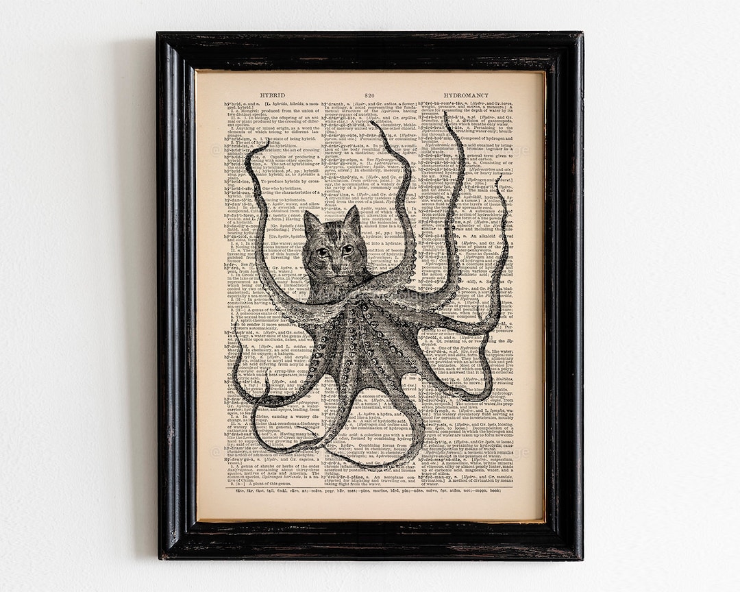 Octopussy, Octocat, Octopus Cat Hybrid Animal Weird Art Print, Funny ...