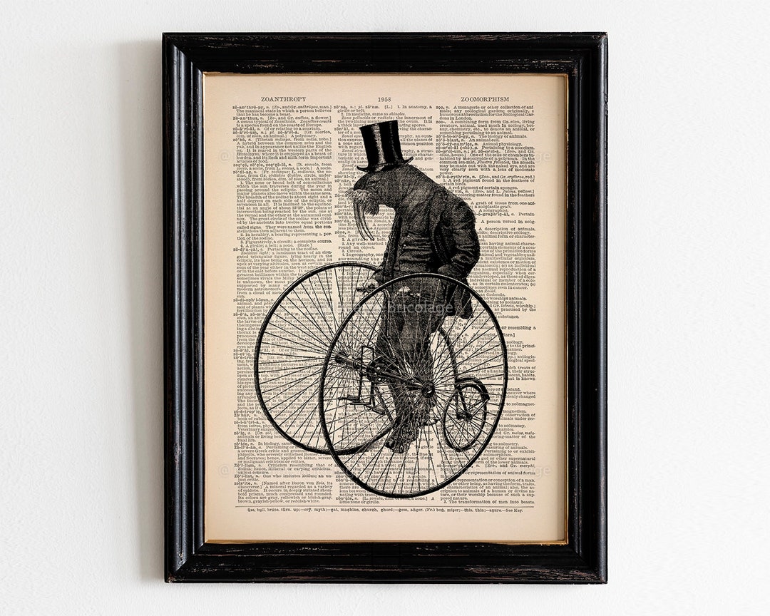 Victorian Walrus Cyclist Gift, Bicycle Wall Art, Anthropomorphic Art ...