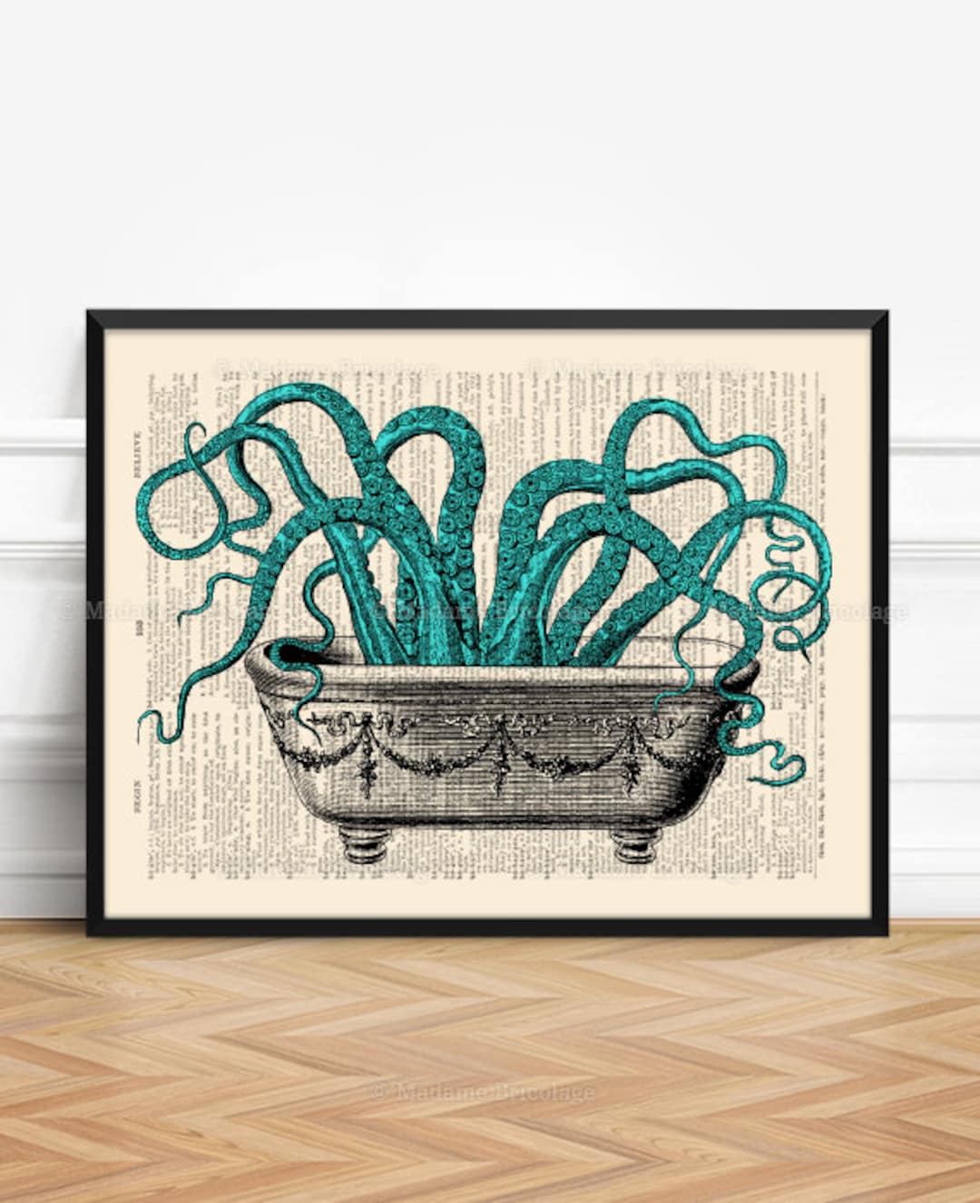 Octopus in a Tub, Ocean Decor, Nautical Wall Art, Nautical Nursery ...