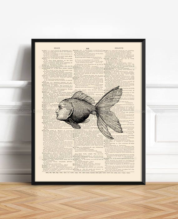 You're the only fish in the sea for me Dictionary Art | Etsy