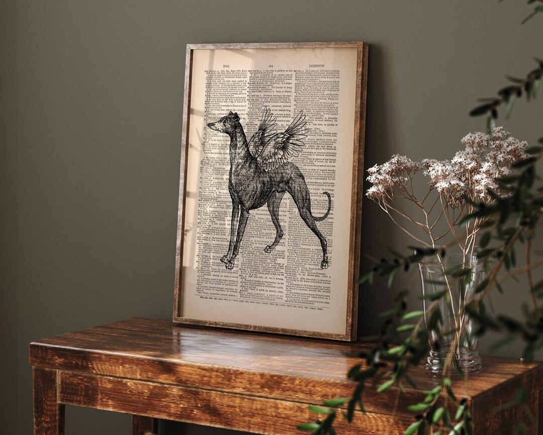 Greyhound Dog With Angel Wings, Greyhound Art, Flying Dog Poster ...