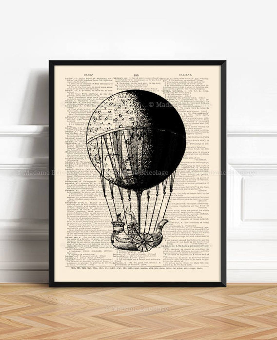 Moon Balloon, Long Distance Gift, Hot Balloon Poster, Balloon ...