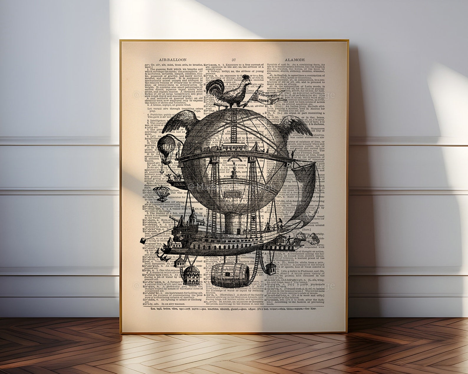 Balloon Poster Gift, Unique Gift, Balloon Poster, Steampunk Wall Art ...
