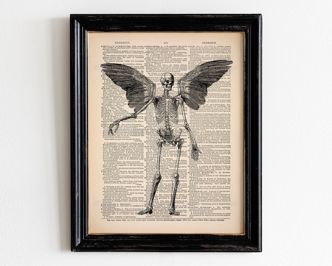 Winged Skeleton Art Print Skeleton Wall Art Print Human Anatomy Art ...
