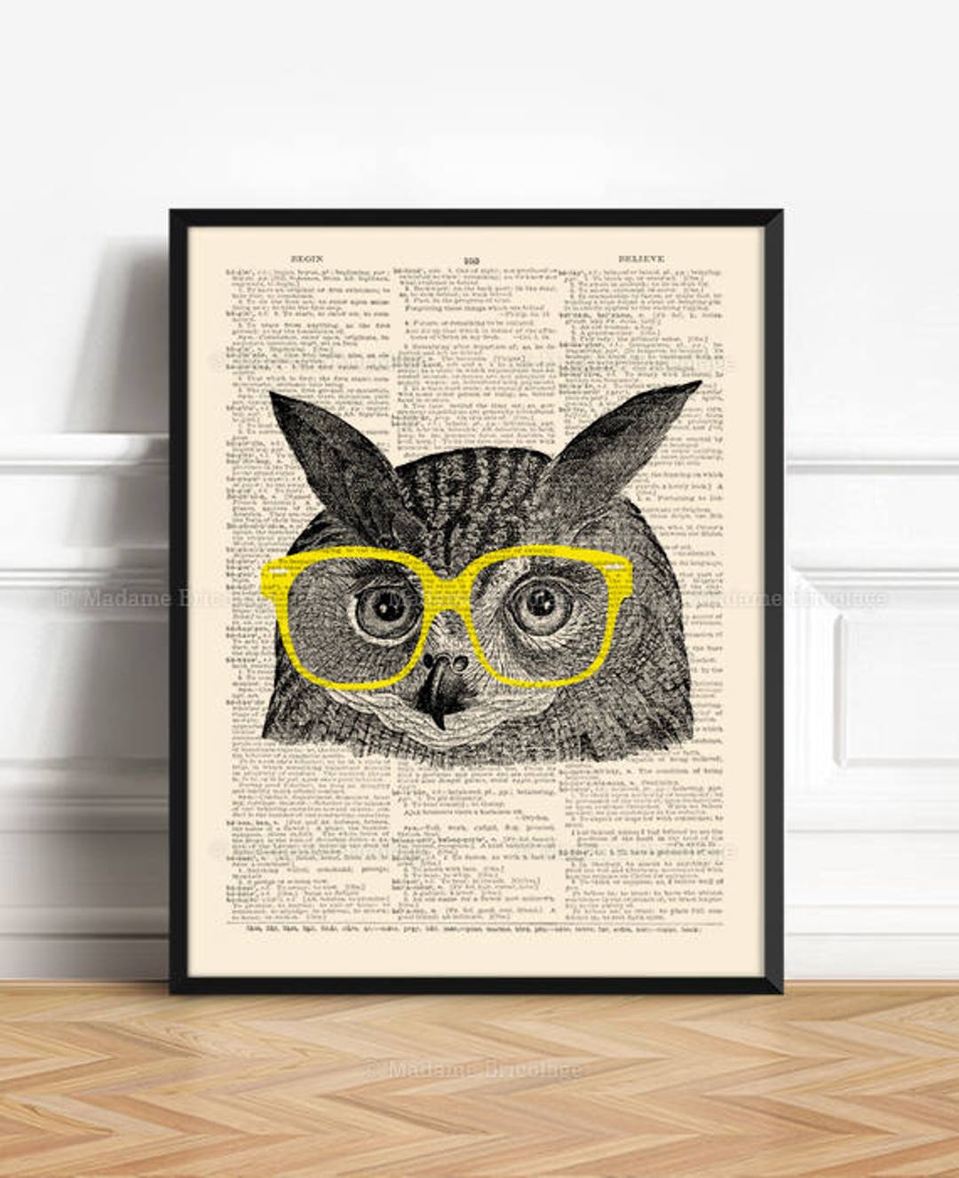 Cool Owl Poster, Wise Owl Print, Woman Geek, 5th Birthday Gift, Funny ...
