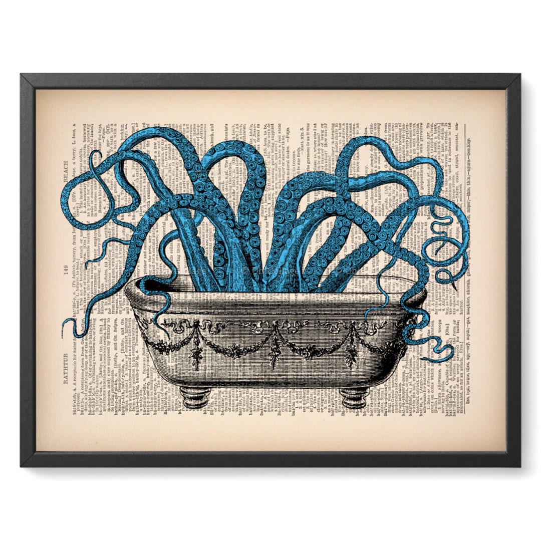 Octopus Bathroom Decor Bathroom Wall Decor Bathroom Wall Art Funny ...