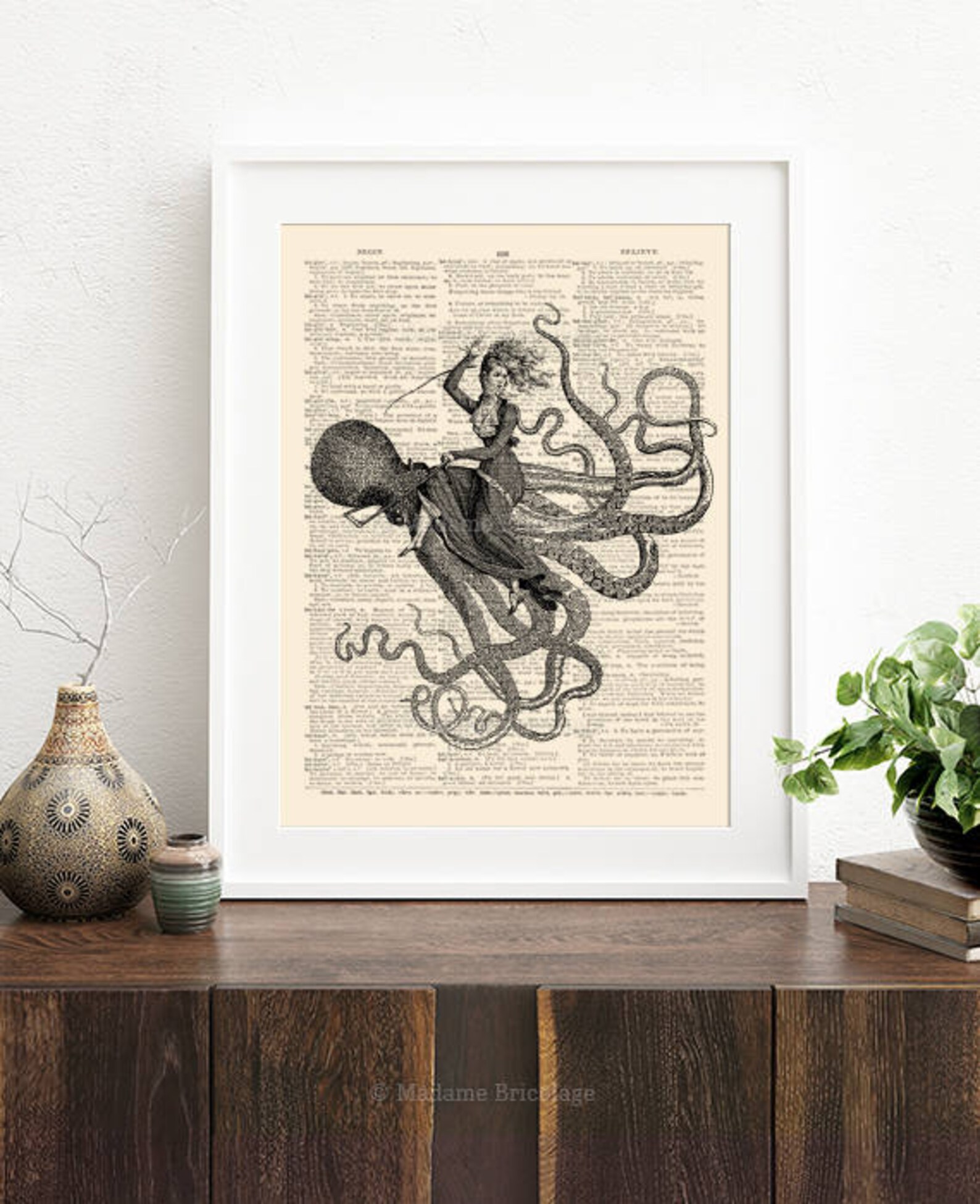 Wonder Woman, Woman With Octopus, Girlfriend Gift Art, Kraken Octopus ...