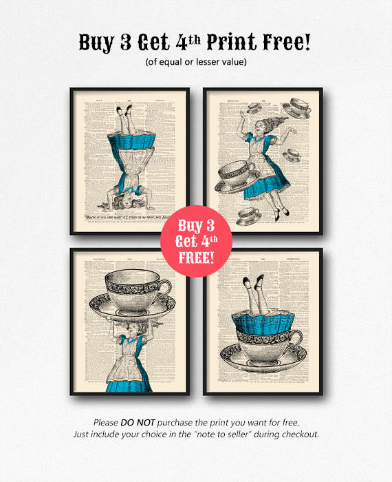 Alice Poster Decor, Wonderland Party Art, Best Gift Girlfriend, Cubicle ...