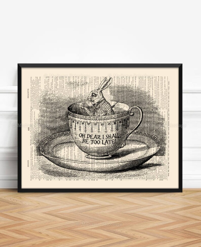 WHITE RABBIT Quote Alice in Wonderland Quote Art Print on | Etsy