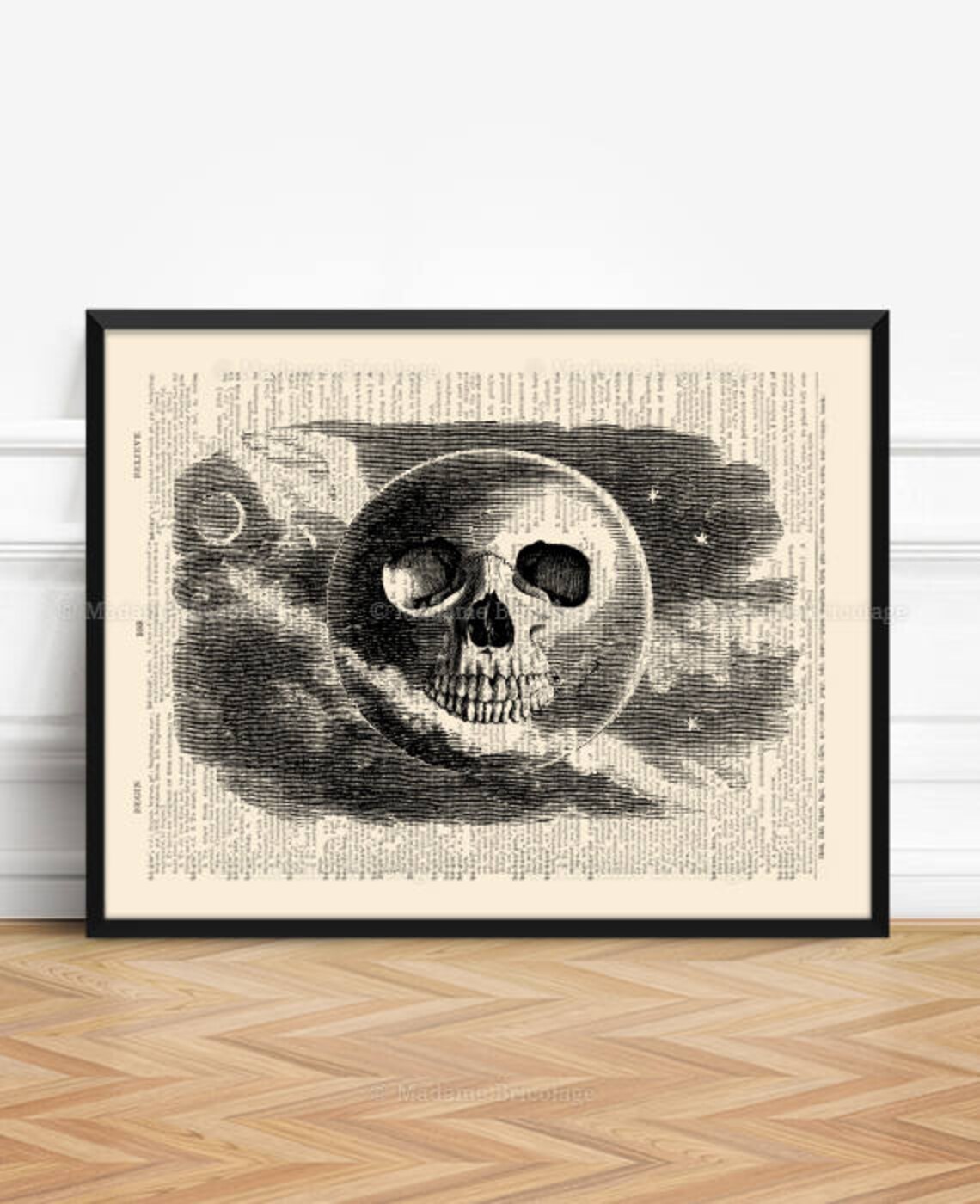 Death Moon Moon Skull Vintage Horror Print Happy Halloween - Etsy