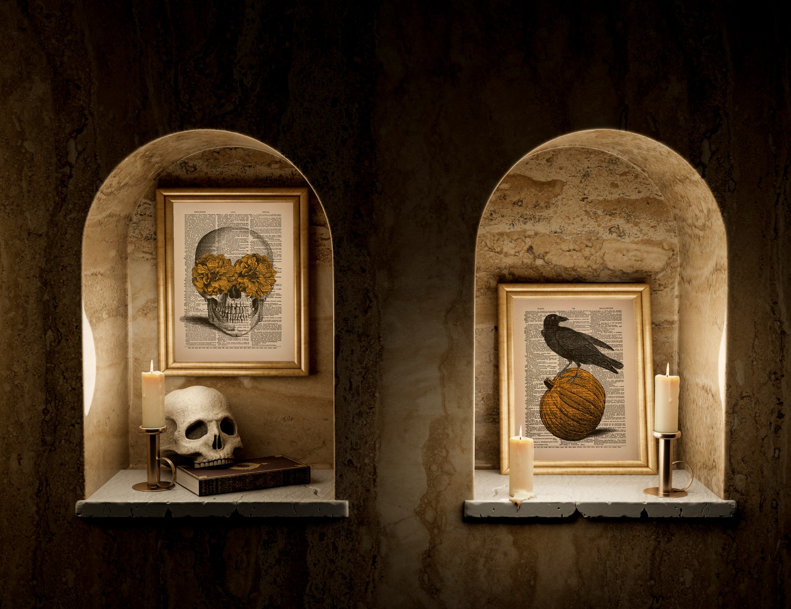 Set of 6 Vintage Halloween Prints Halloween Decor Skeleton - Etsy