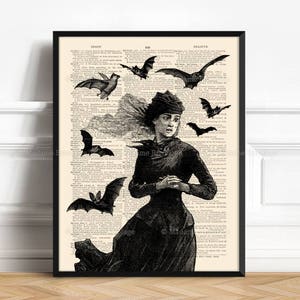 Woman Vampire Print, Cool Halloween Decor, Dark Goth Gift, Horror Home ...