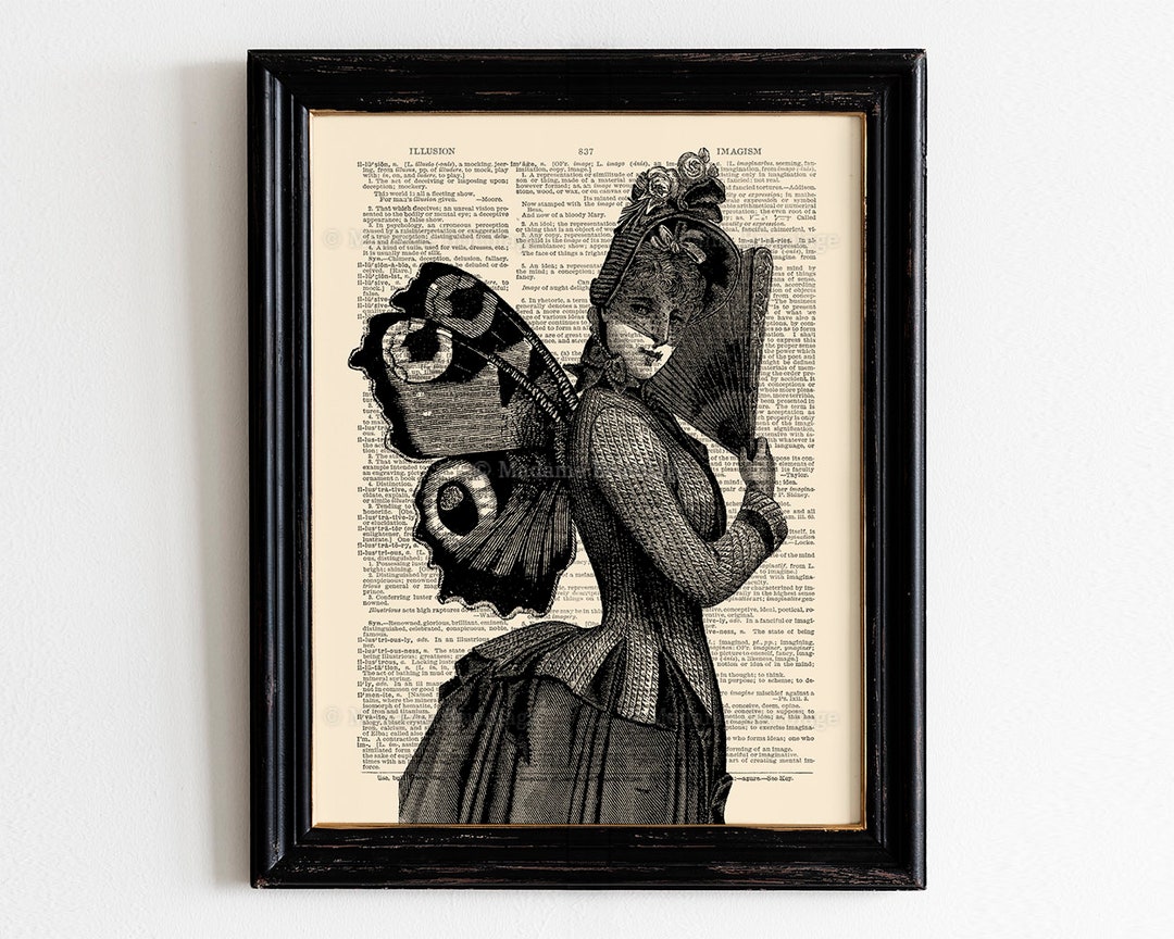 Victorian Woman With Butterfly Wings, Surreal Gothic Girlfriend Gift ...