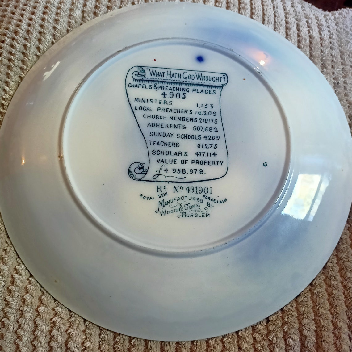 Antique Woods Primitive Methodist Centenary 1907 Plate - Etsy