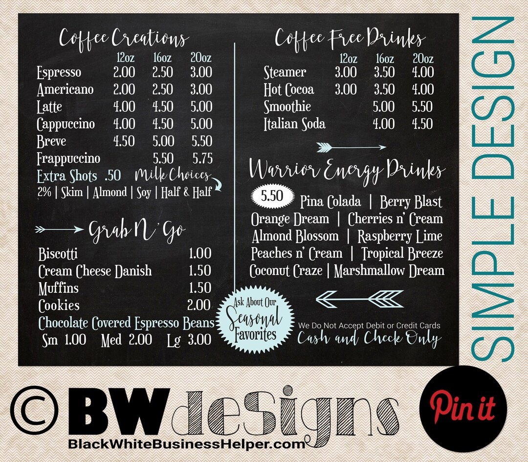 Economical Custom Menu Sign Professional Design & Print Options Modern ...