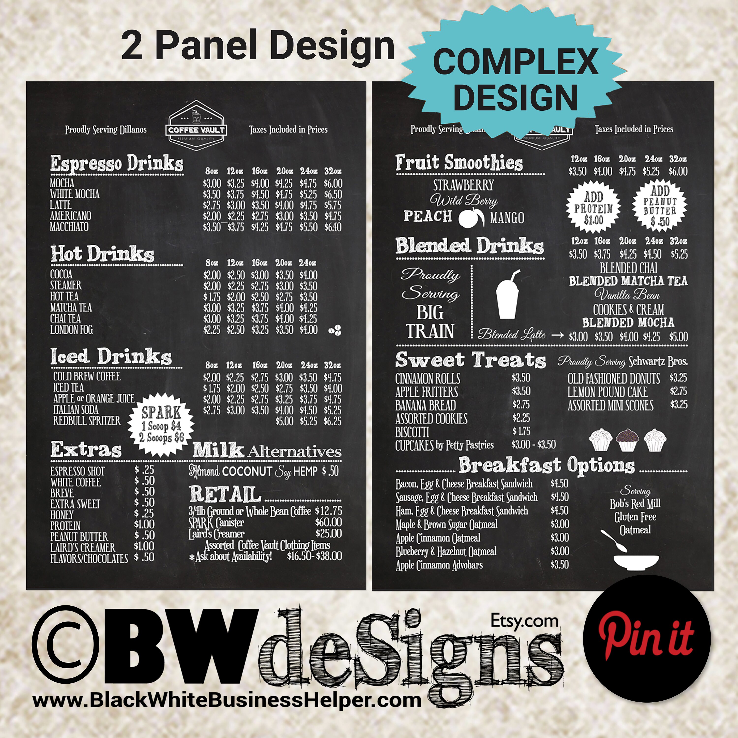 Small Menu COFFEE SHOP Sign | Custom Design Menu | Espresso Bar Menu ...